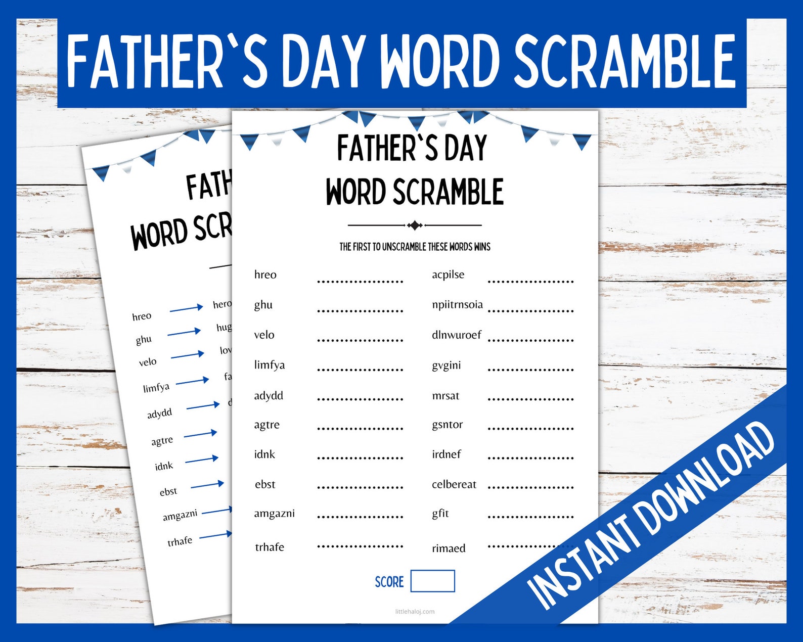 Father's Day Word Scramble Game Fun Dad Games | Etsy