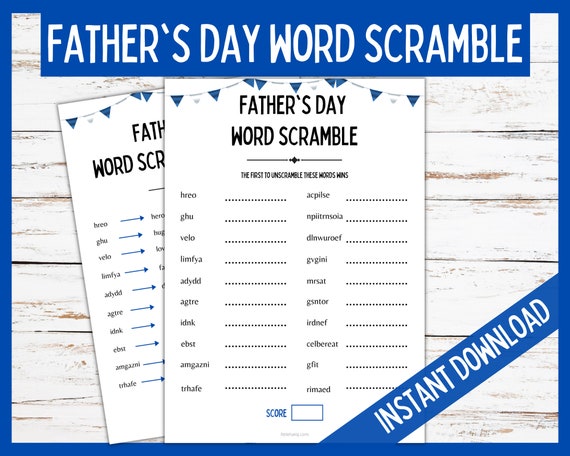 Father's Day Word Scramble Game, Fun Dad Games, Father's Day Game for ...