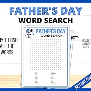 Father's Day Word Search, Fun Dad Games, Father's Day Game for Kids ...