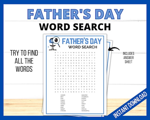 Father's Day Word Search, Fun Dad Games, Father's Day Game for Kids ...