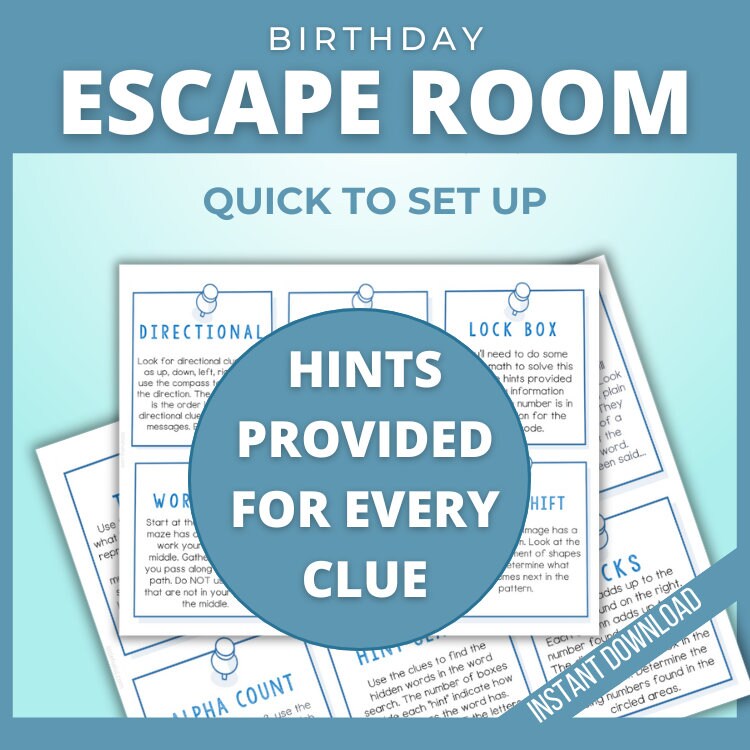 Birthday Escape Room, Printable Treasure Hunt, Kids Birthday Puzzles ...