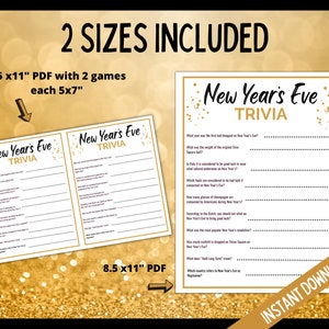 New Years Trivia Game, New Years Eve Trivia, NYE Trivia Party Printable ...