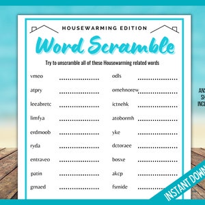 Housewarming Printable Game, Housewarming Word Scramble, New House ...