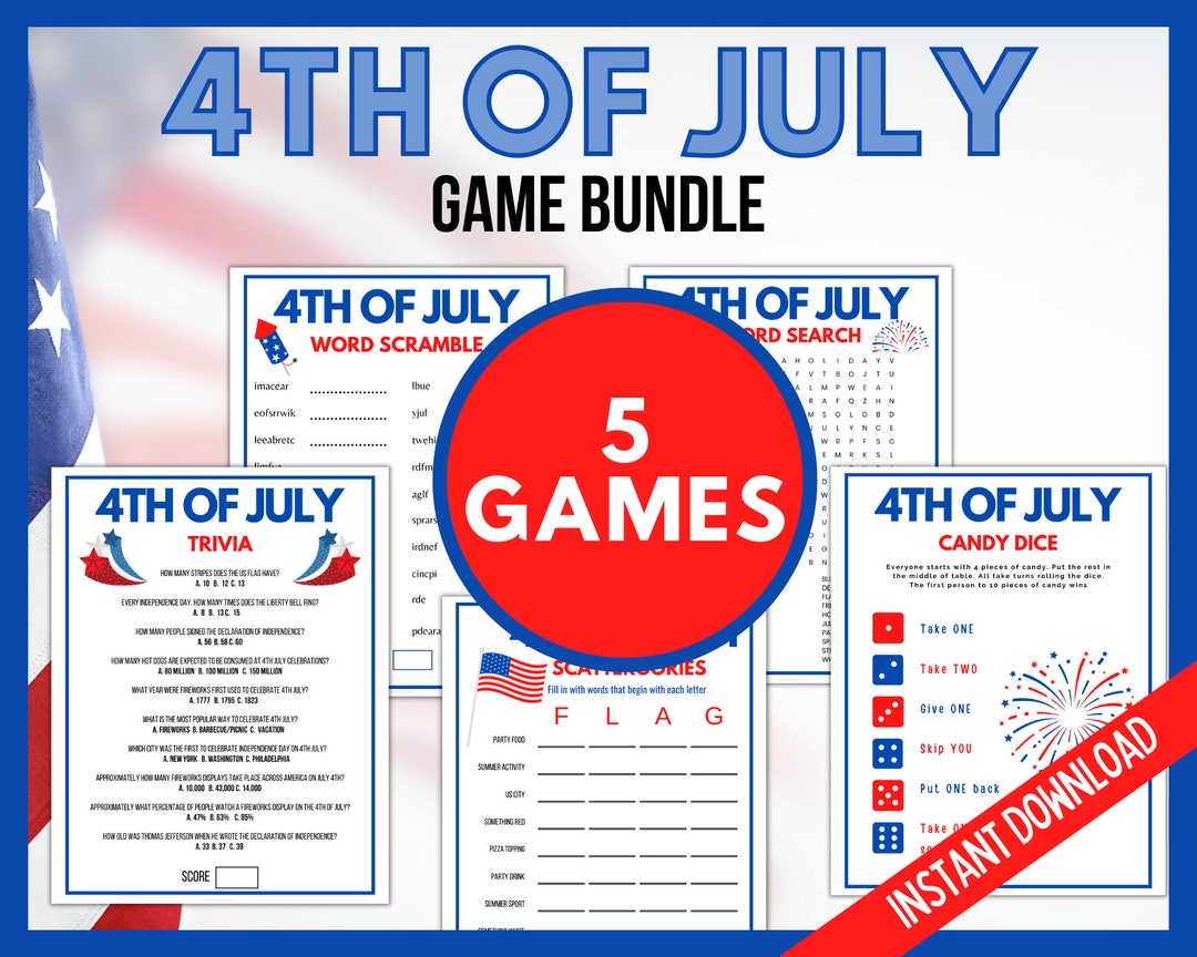 Fourth of July Games Bundle, Printable 4th of July Party Games ...