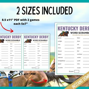 Kentucky Derby Printable Game, Kentucky Derby Word Scramble, Derby ...