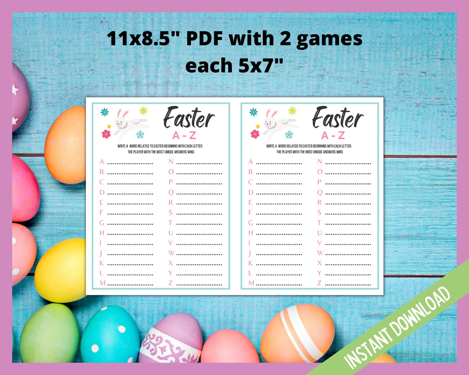 Easter A-Z Game, Easter Activities for Kids, Teen and Adults, Printable ...