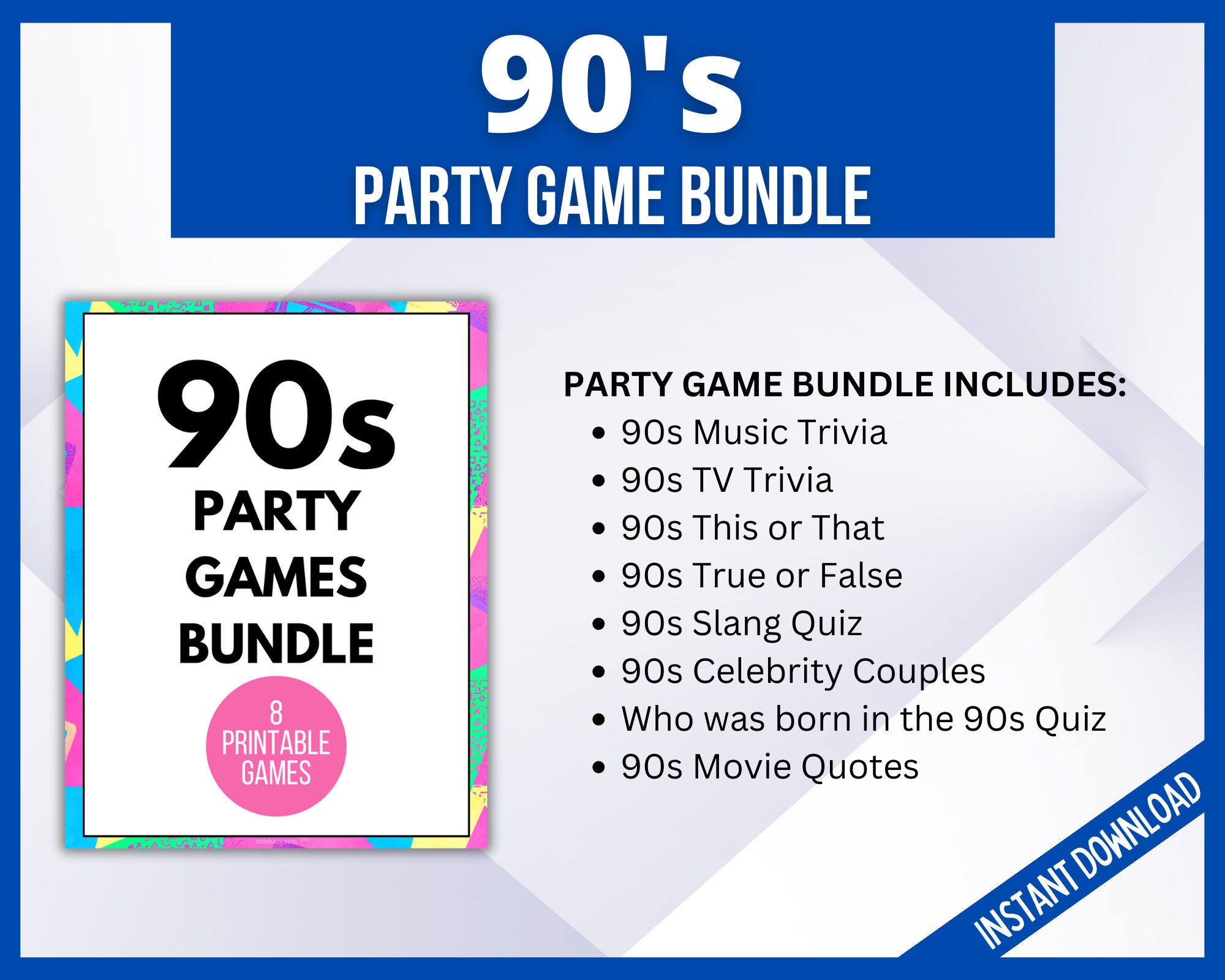 90s Printables Games Bundle,, 90s Printable Party Game, 1990s Trivia ...