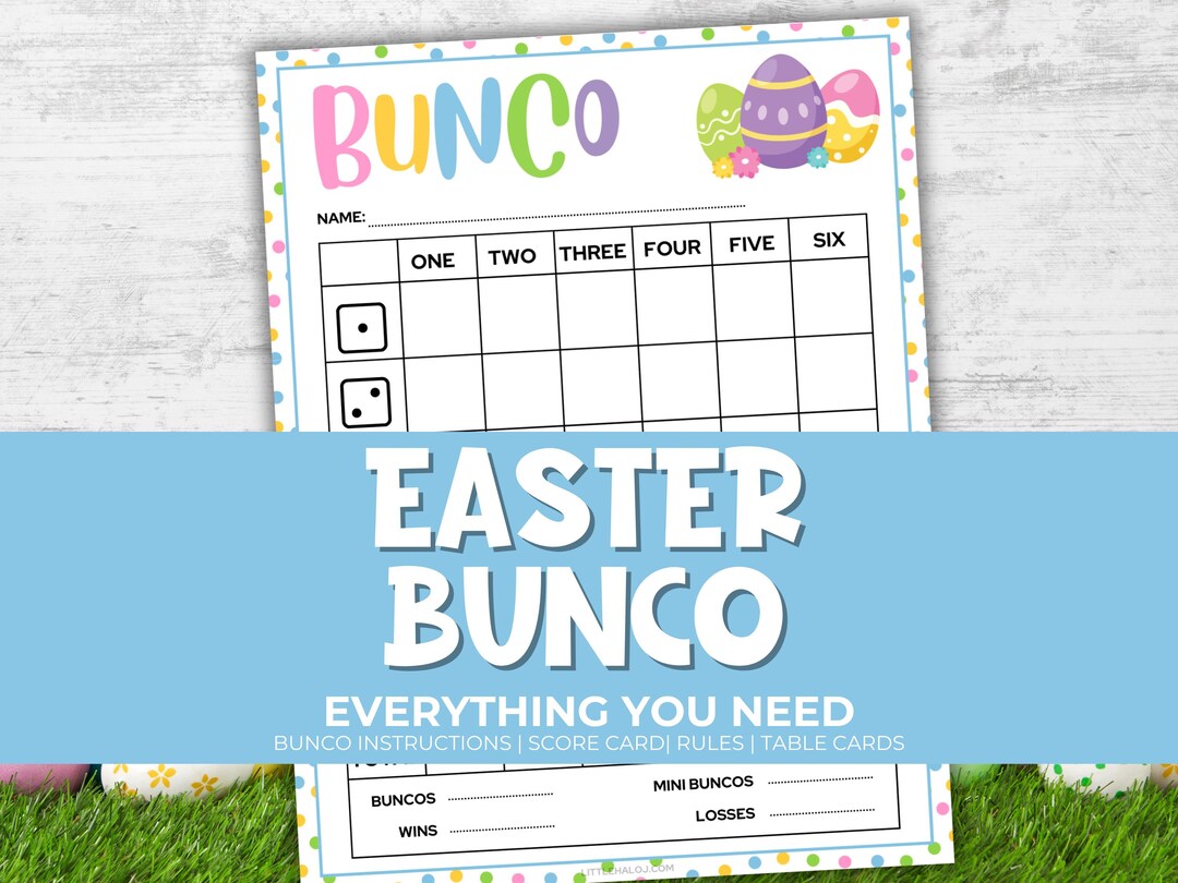 Easter Bunco Printable Party Pack and Scorecards, Bunco Game Rules ...