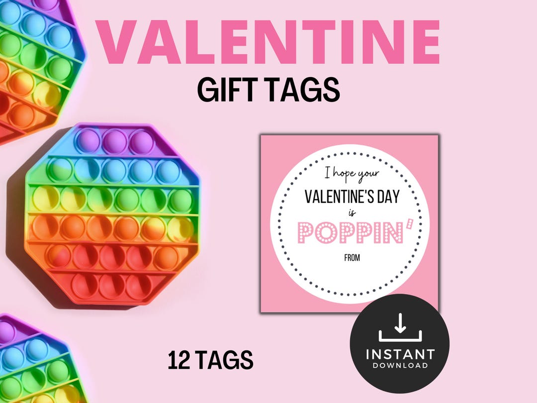 Valentine's Day Pink Poppin Gift Tags, Valentines Day Pop It Gift Tags ...