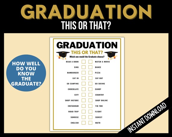 Graduation This or That Game, Printable Graduation Game, College or ...