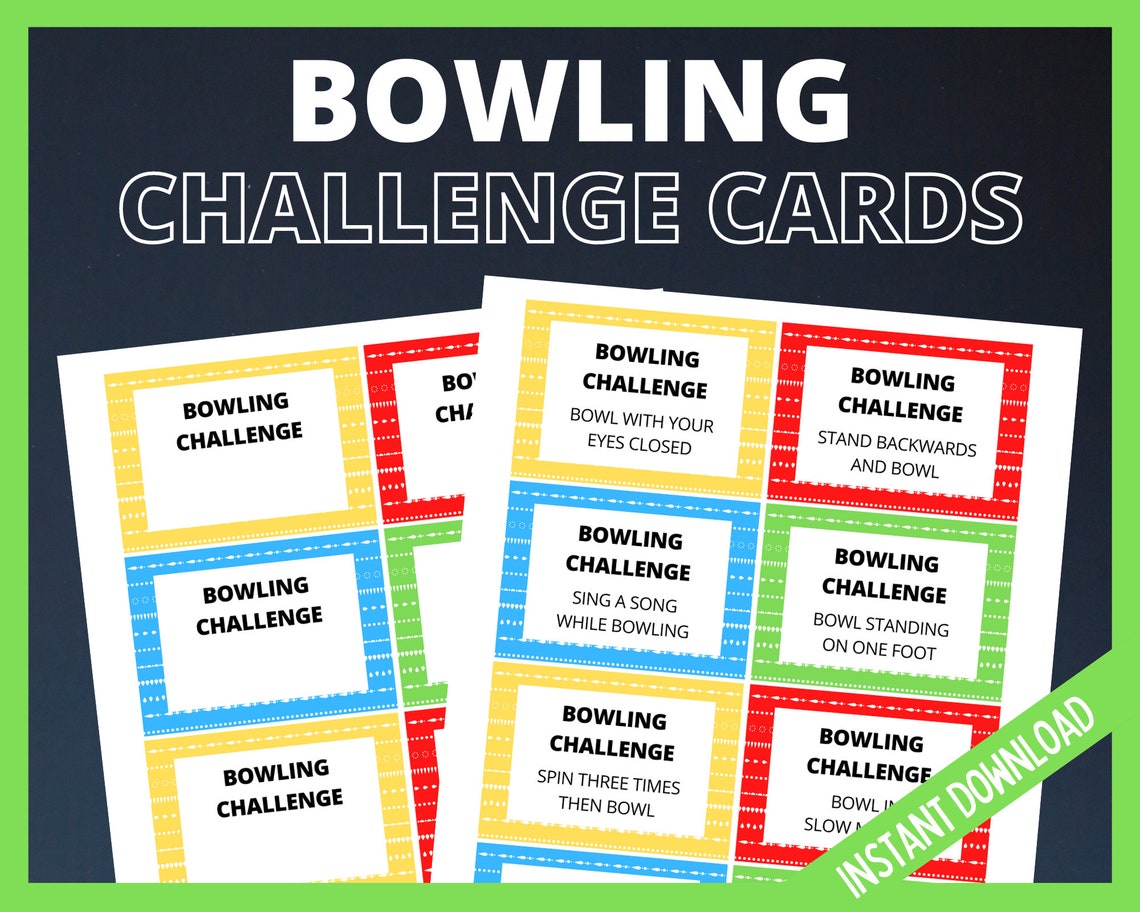 Printable Bowling Challenge Cards Kids Bowling Party Party - Etsy
