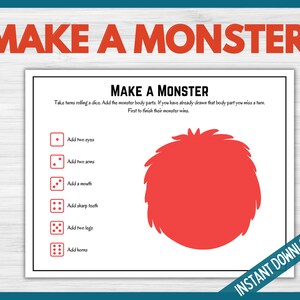 Roll A Monster Game, Draw A Monster Dice Game, Kids Party Game ...