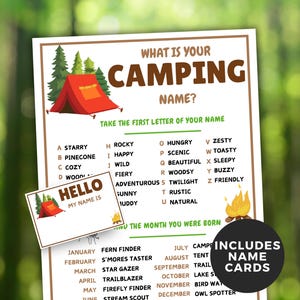 Camping Name Game Printable, What is Your Camping Name, Camping Name ...