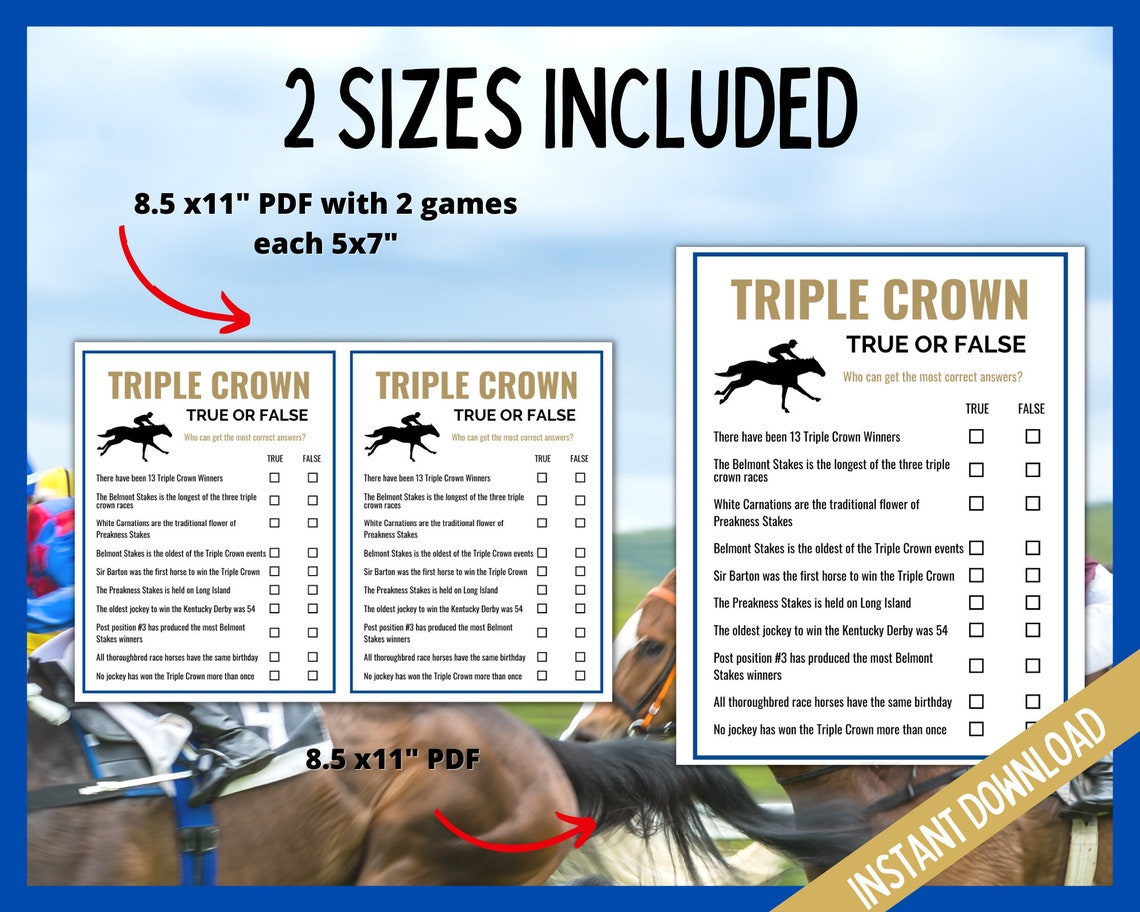 Triple Crown True or False Trivia Game Triple Crown Party - Etsy