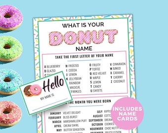 What is Your Donut Name Party Game? - Etsy UK