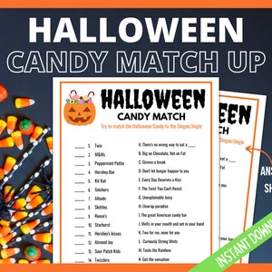 Halloween Candy Match up Game, Halloween Printable Activity for Teens ...