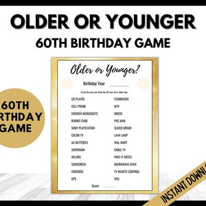 60th Birthday Party Games Bundle, 1960s Birthday Games Bundle, Sixtieth ...