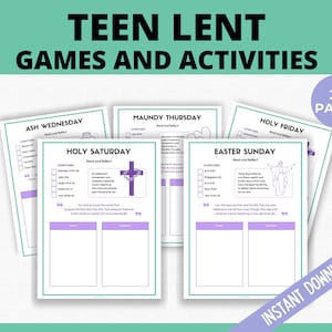 Lent Games and Activities for Teens, Lent Bundle for Older Kids ...