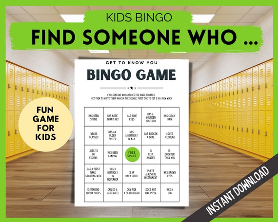 Kids Find Someone Who Bingo Game, Get to Know You Game, Icebreaker ...
