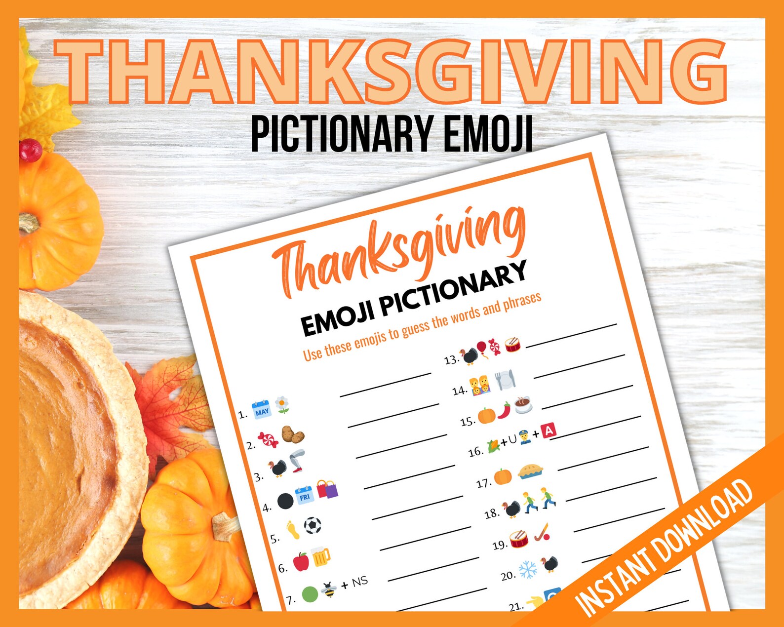 Thanksgiving Emoji Pictionary, Friendsgiving Party Games, Fall Time ...