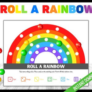 Kids Roll a Rainbow Game, St Patrick's Day Kids Printable Games ...