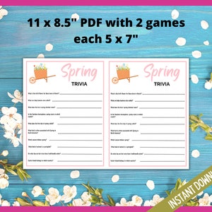 Spring Trivia, Springtime Fun Family Party Games, Spring Party Game ...