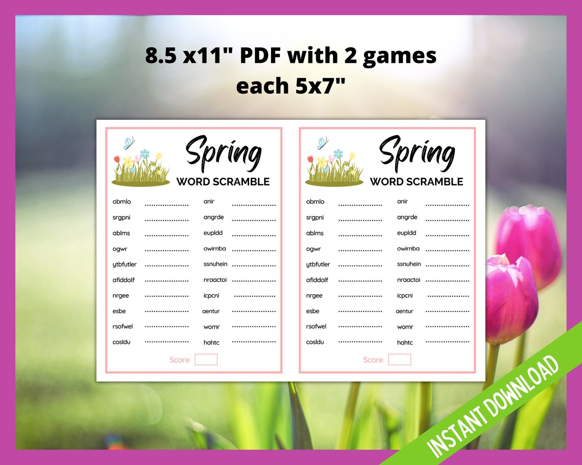 Spring Word Scramble Game Printable Spring Game Spring - Etsy