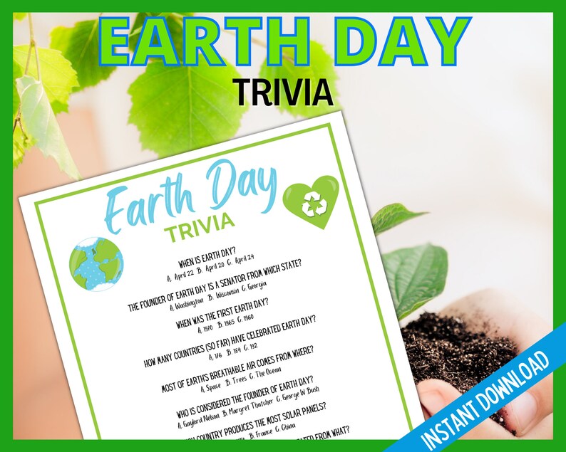 Earth Day Trivia Printable Earth Day Trivia Games Earth Day - Etsy
