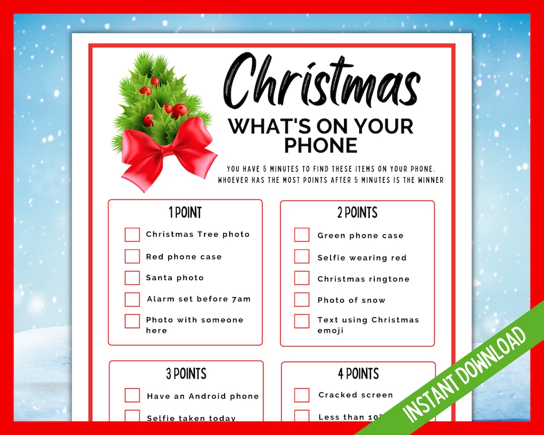 Christmas What's on Your Phone Game, Fun Christmas Game, Christmas ...