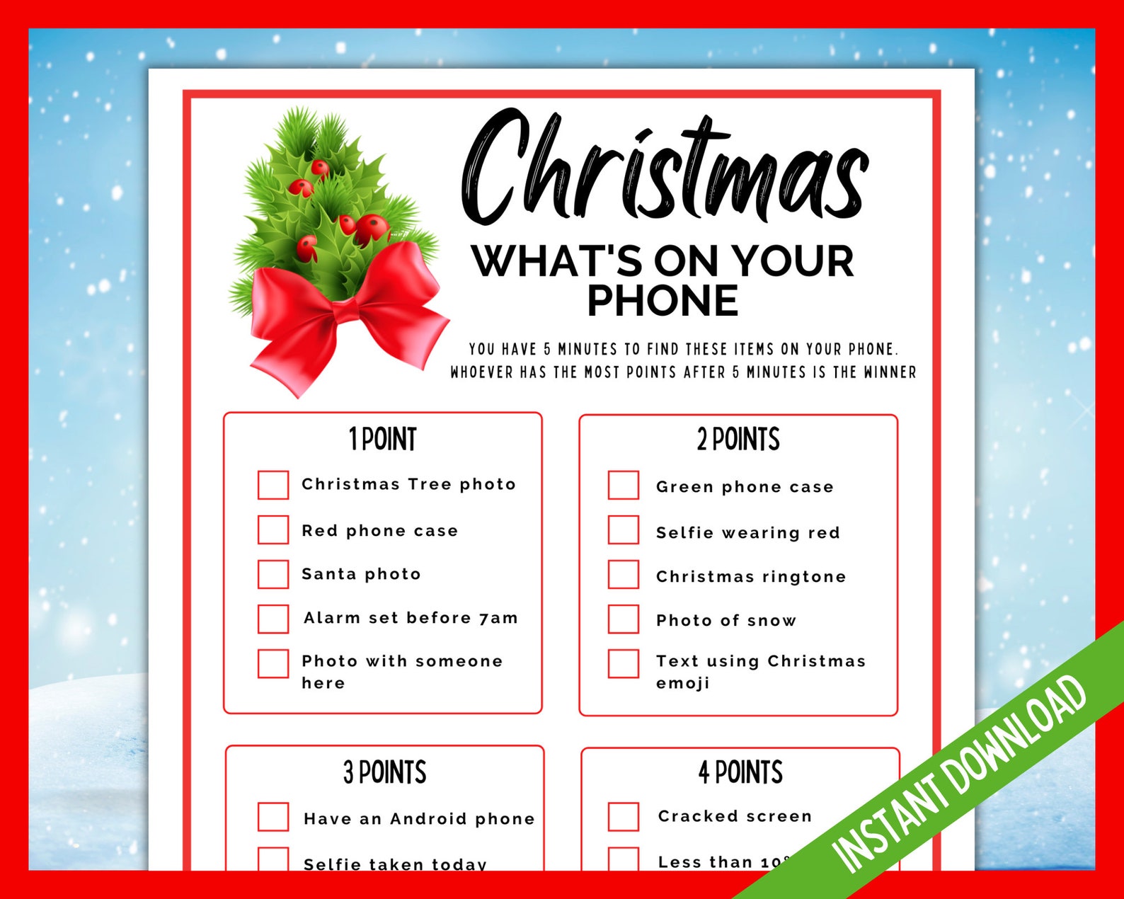 Christmas What's on Your Phone Game Fun Christmas Game - Etsy