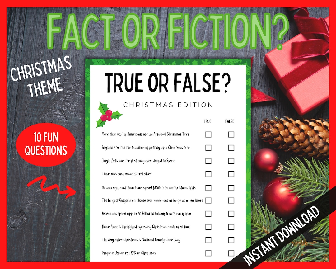 Christmas Fact or Fiction, True or False Game, Fun Teen Games, Teen ...