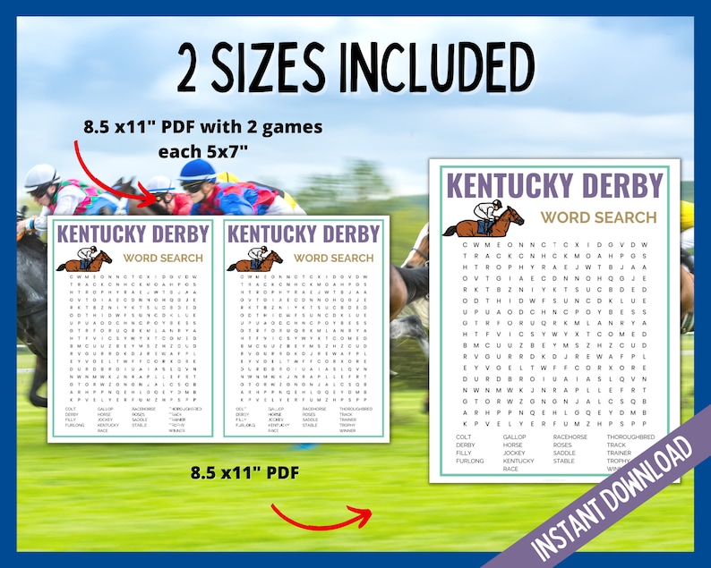 Kentucky Derby Word Search, Triple Crown Party Game, Horse Race ...