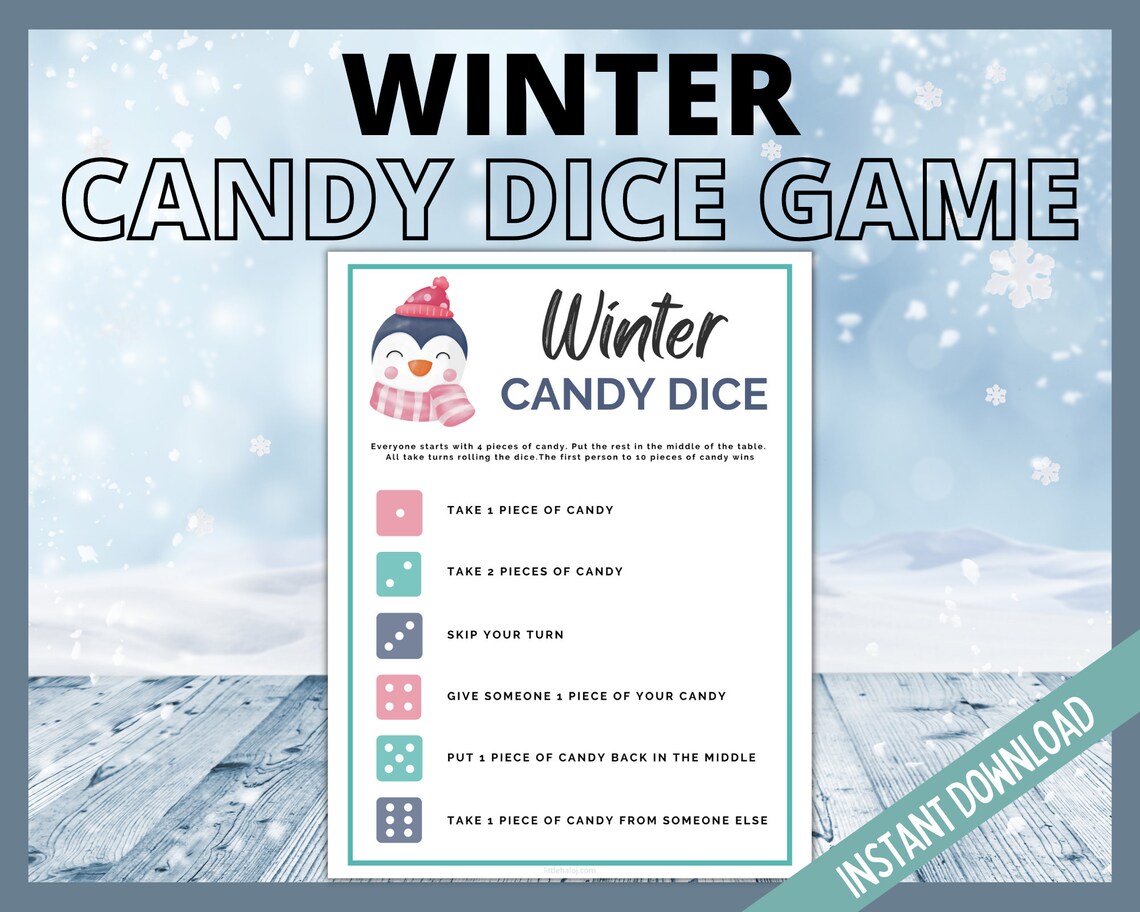 Winter Candy Dice Wintertime Dice Game Cold Weather Fun Game - Etsy