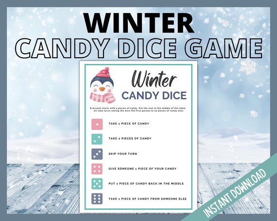 Winter Candy Dice, Wintertime Dice Game Cold Weather Fun Game for Kids ...