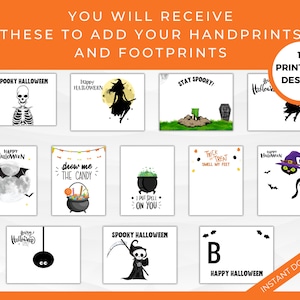 12 Halloween Handprint and Footprint Craft, Printable DIY Halloween Art ...