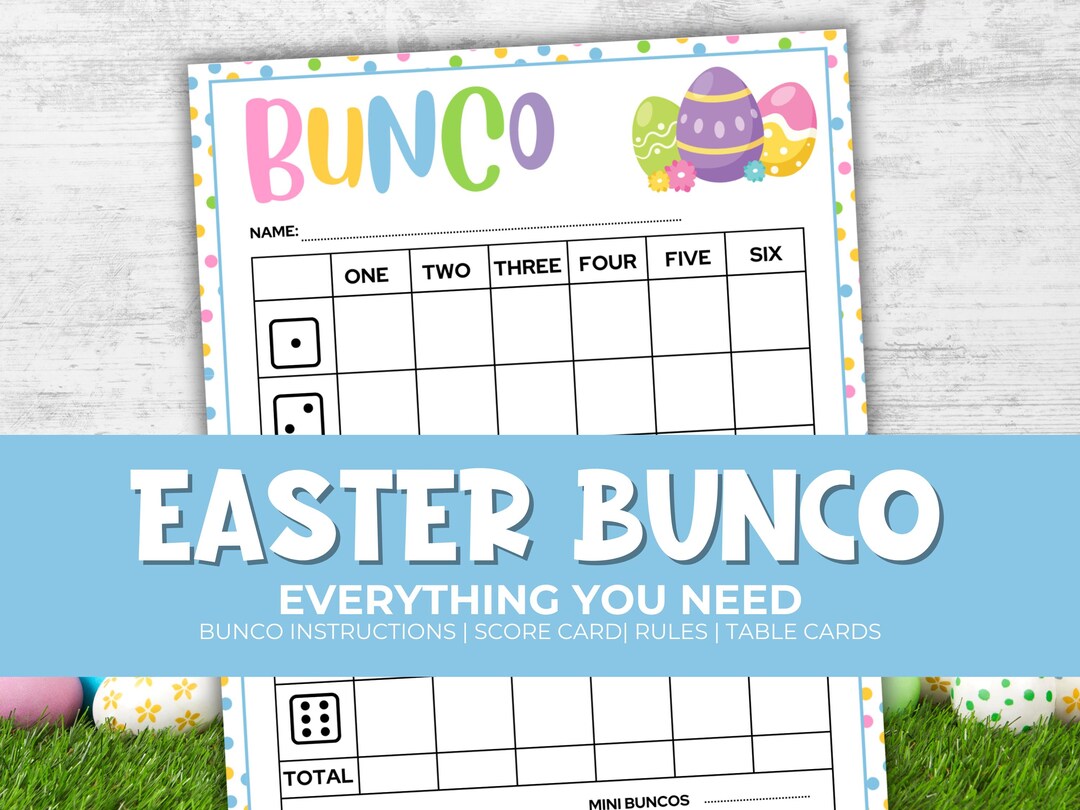 Easter Bunco Printable Party Pack and Scorecards, Bunco Game Rules ...
