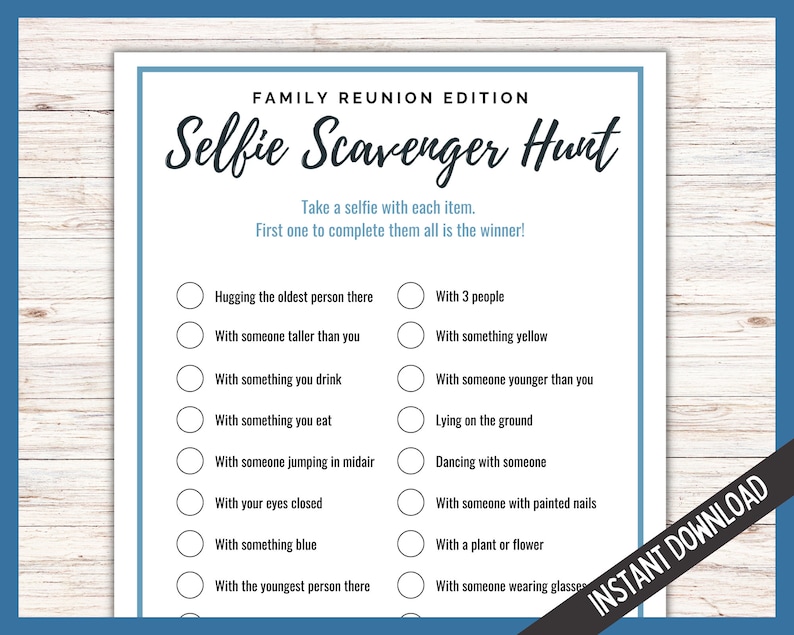 Selfie Scavenger Hunt Family Reunion Game Family Reunion - Etsy