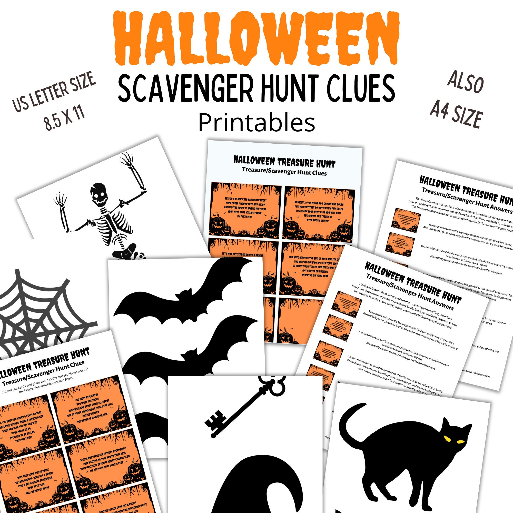 Indoor and Outdoor Halloween Treasure Hunt Clues With Props | Etsy