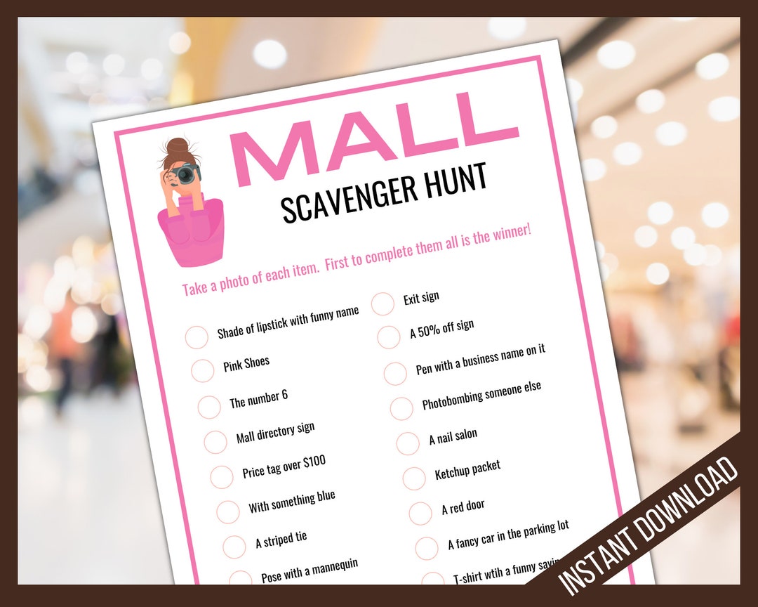 Mall Photo Scavenger Hunt, Mall Birthday Party Games for Teens and ...