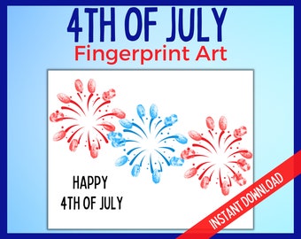 4th of July Fingerprint Art Printable Firework Craft - Etsy
