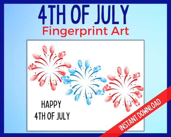 4th July Fingerprint Art Fourth of July Fingerprint Fireworks | Etsy