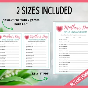 Who Knows Mom Best, Printable Mothers Day Games for Kids and Adults ...