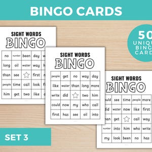 Sight Words Bingo, 200 Bingo Cards, Fry's First 100 Words, High ...