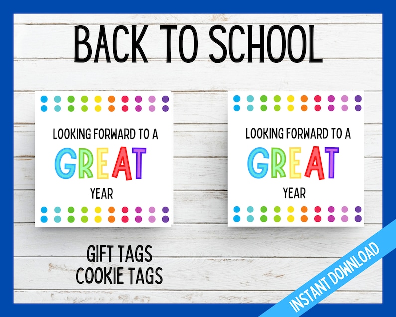 Printable Back to School Tag Looking Forward to a Great Year - Etsy