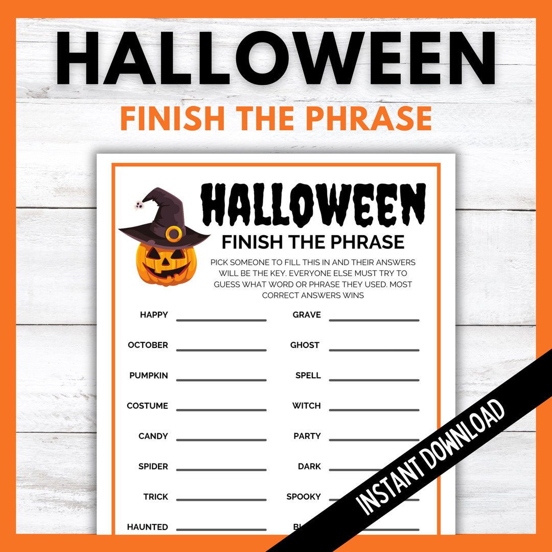 Halloween Finish the Phrase Game, Printable Halloween Game, Teen Fun ...