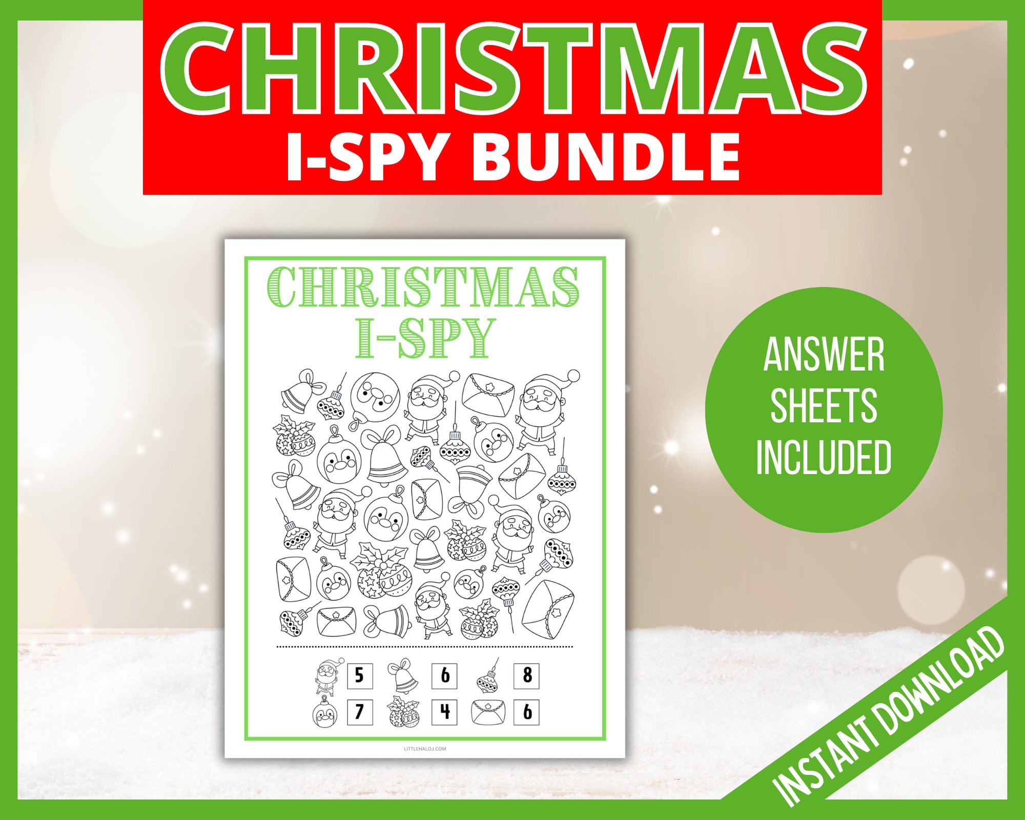 Christmas Ispy, Printable I Spy Game, Christmas Counting Game, Kids ...