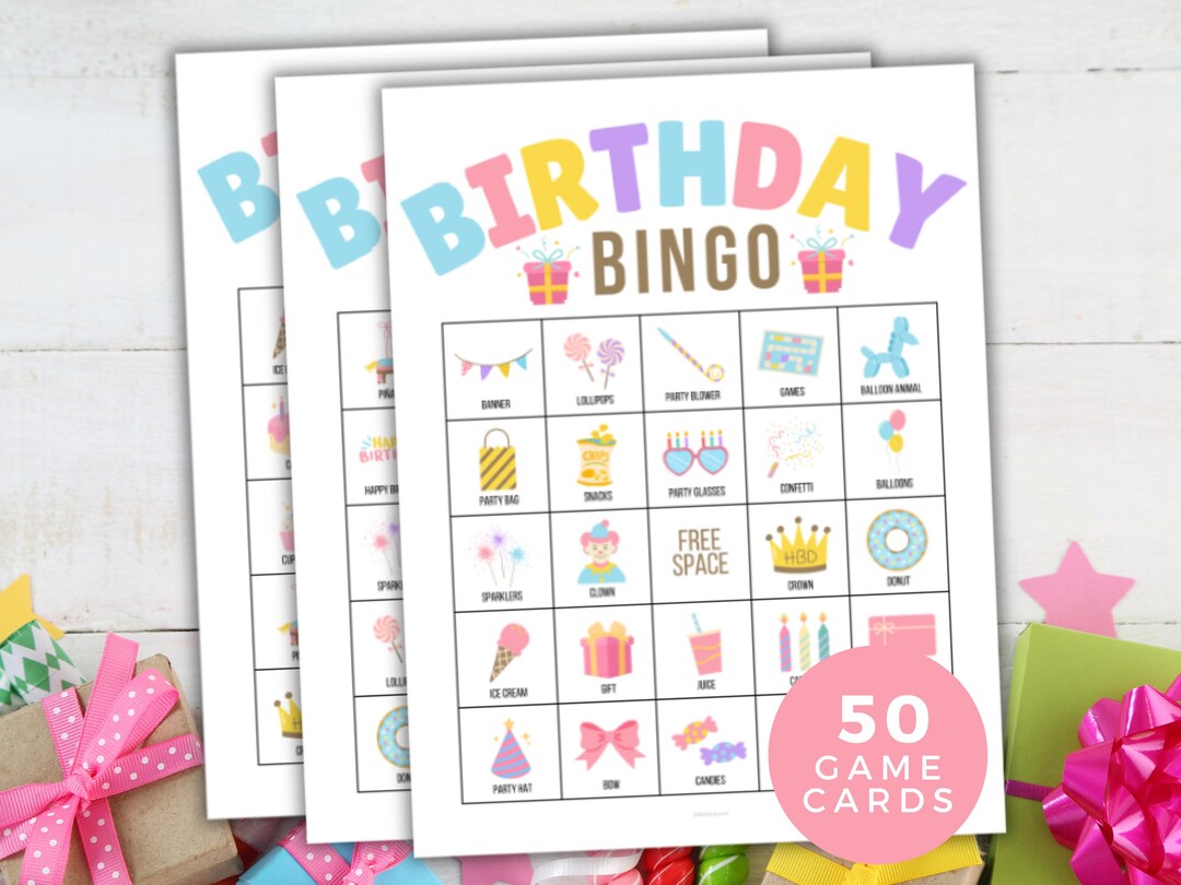 Birthday Bingo, Birthday Activity for Adults, Kids, Teens, 50 Printable ...