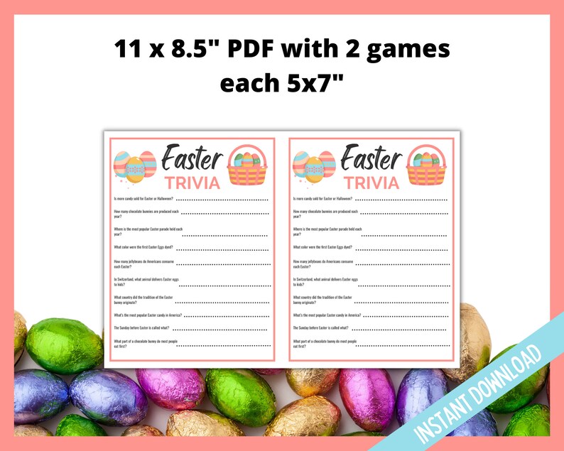 Easter Trivia, Printable Easter Games, Holiday Activities, Family Fun ...