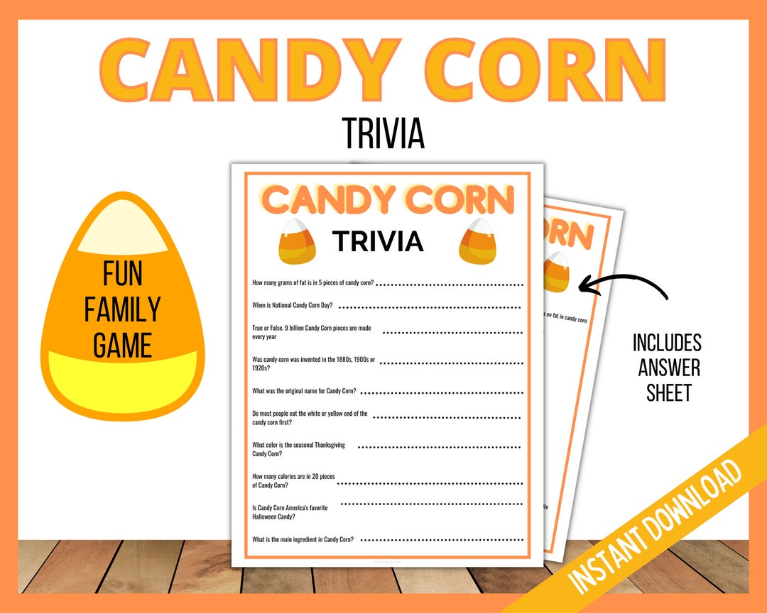 Candy Corn Trivia, Halloween Candy Trivia Game, Printable Halloween ...