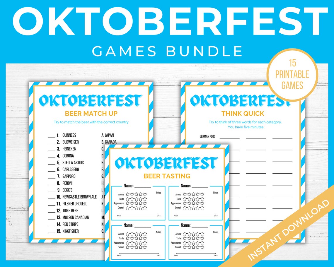 Oktoberfest 15 Party Games Bundle, Printable Adults Beer Party Games ...